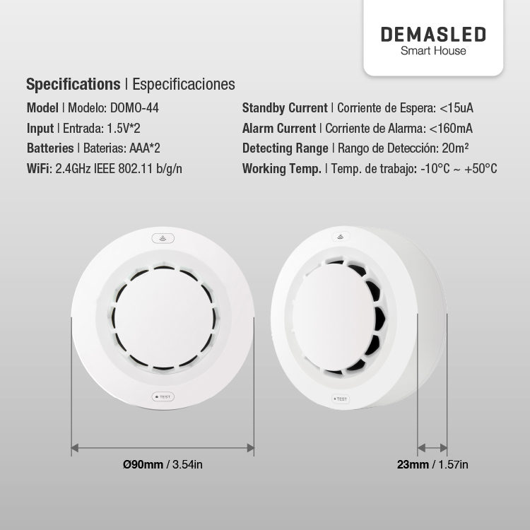 Detector Demasled Humo Fotoelectrico Smart Wifi - Persaltumseguridad.com.ar