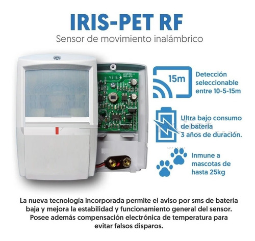 Detector Marshall Inalambrico Infrarrojo Pet 9v - Persaltumseguridad.com.ar